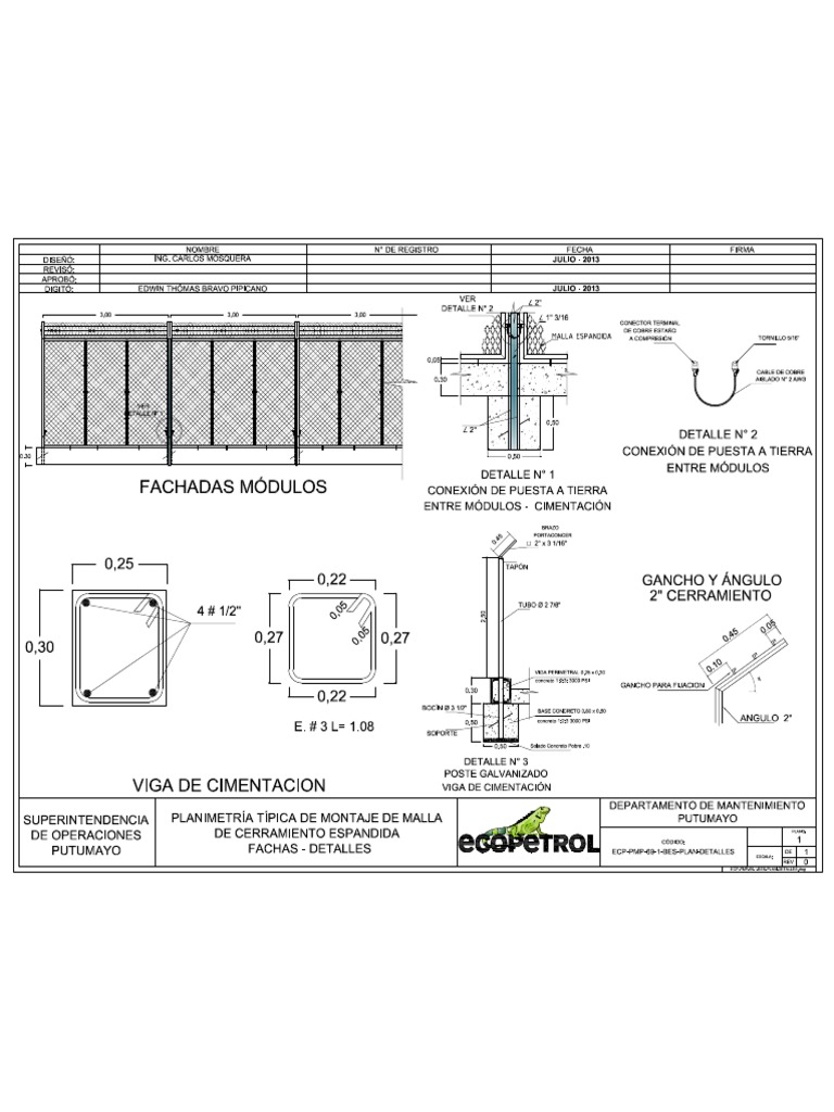 Detalle Constructivo de Cerramiento en Malla Expandida | PDF