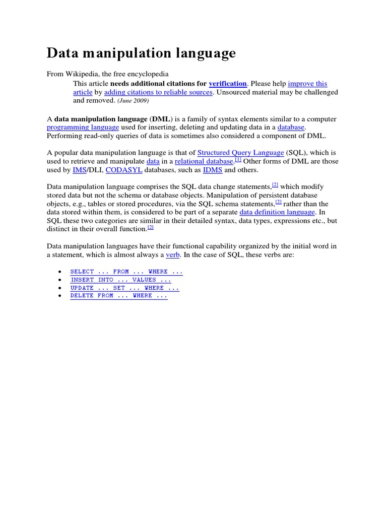 Data Manipulation Language | PDF