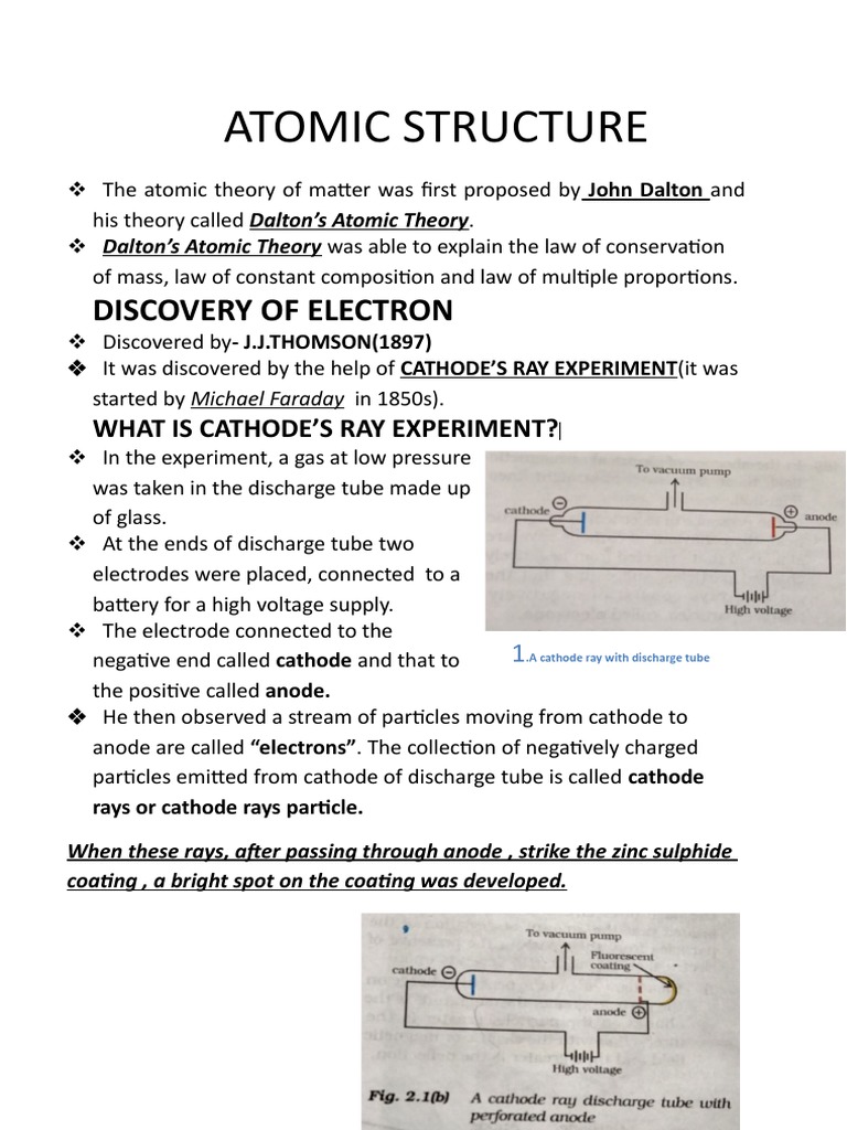 Atomic Structure: Discovery of Electron | PDF | Photoelectric Effect ...