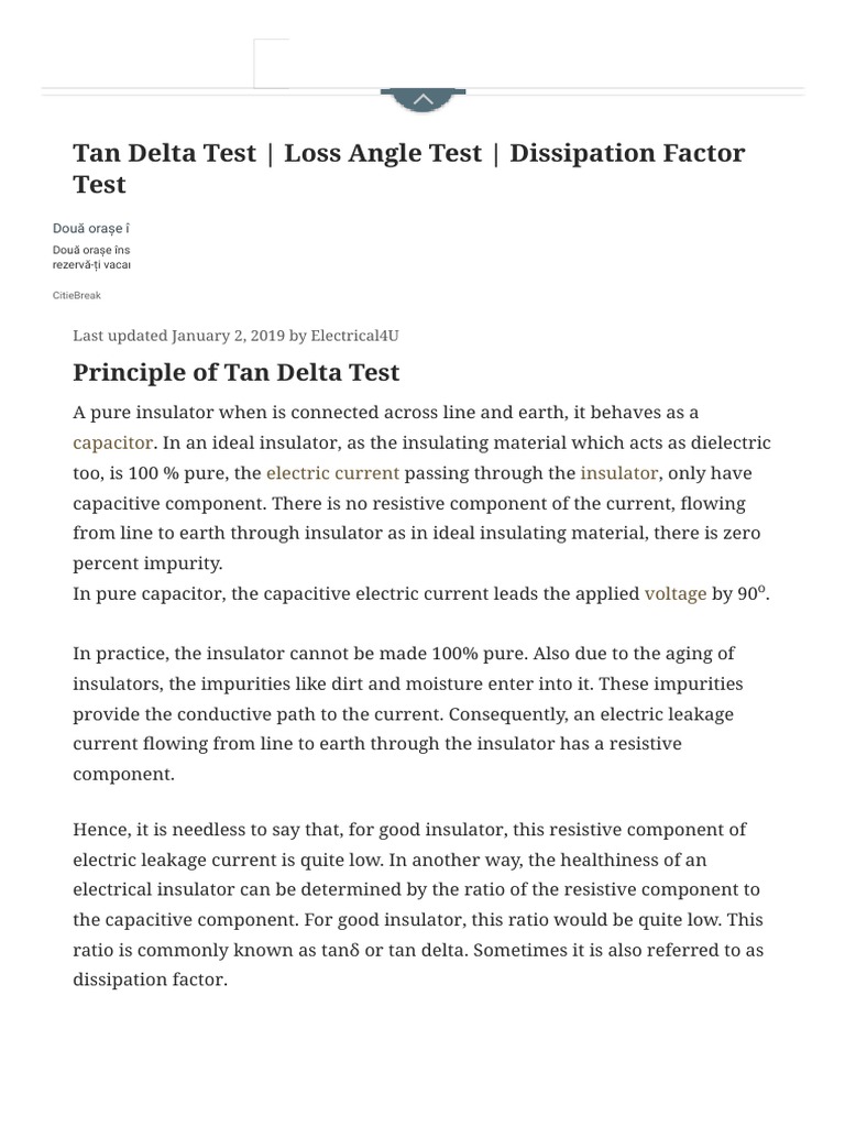 Tan Delta Test - Loss Angle Test - Dissipation Factor Test ...