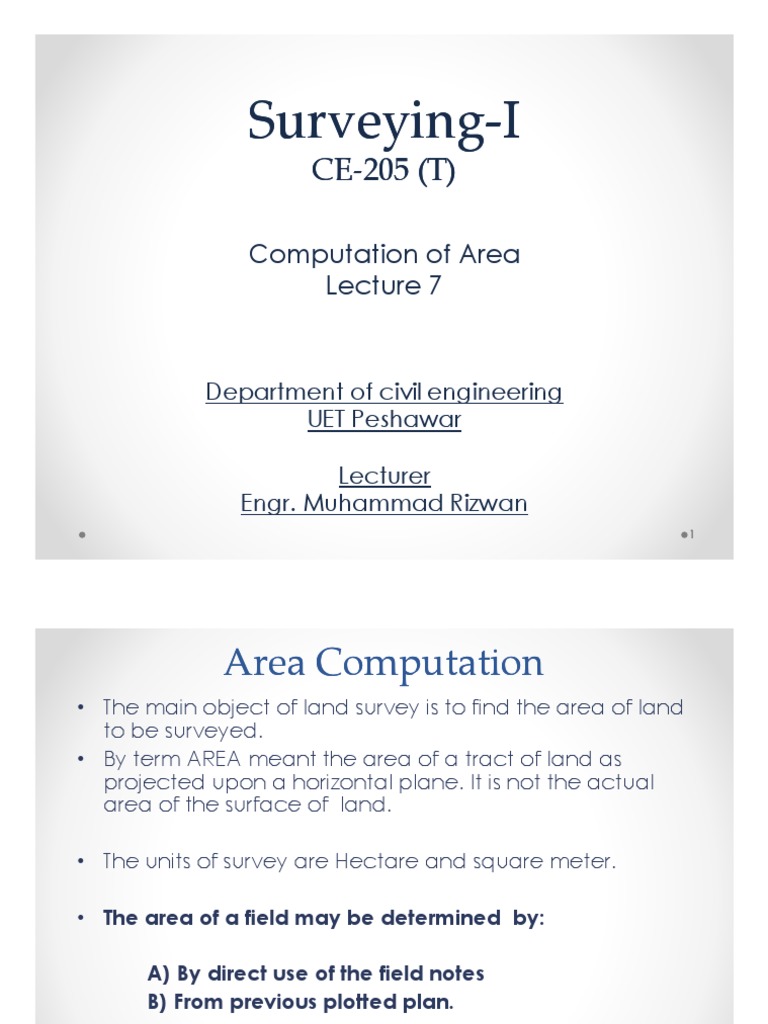 7 Area Computation | PDF | Area | Surveying