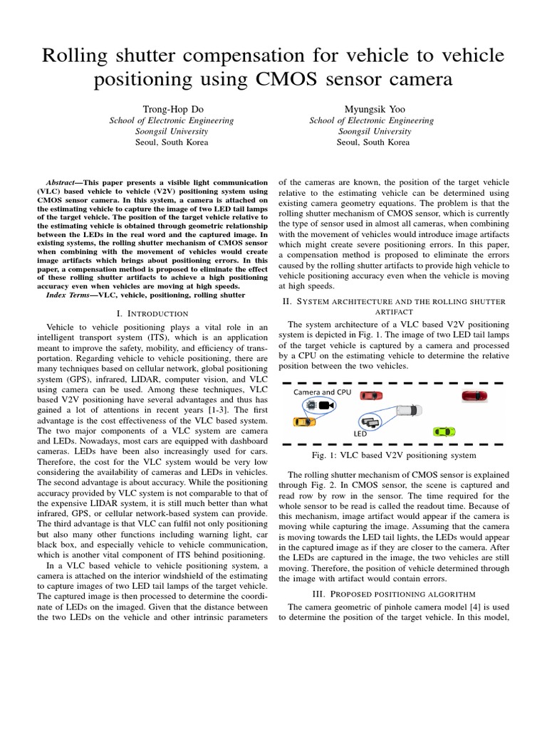 Rolling Shutter Compensation For Vehicle To Vehicle Positioning Using CMOS Sensor Camera | PDF ...