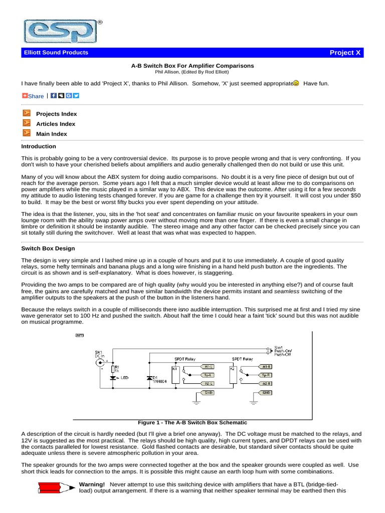 A-B Switch Box | PDF | Amplifier | Relay