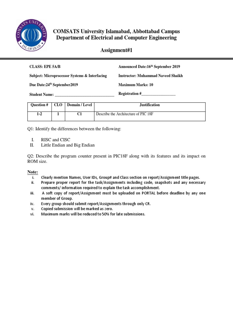 COMSATS University Islamabad, Abbottabad Campus Department of ...