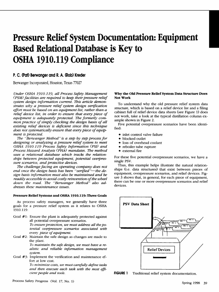Pressure Relief System Documentation Equipment Based Relational ...