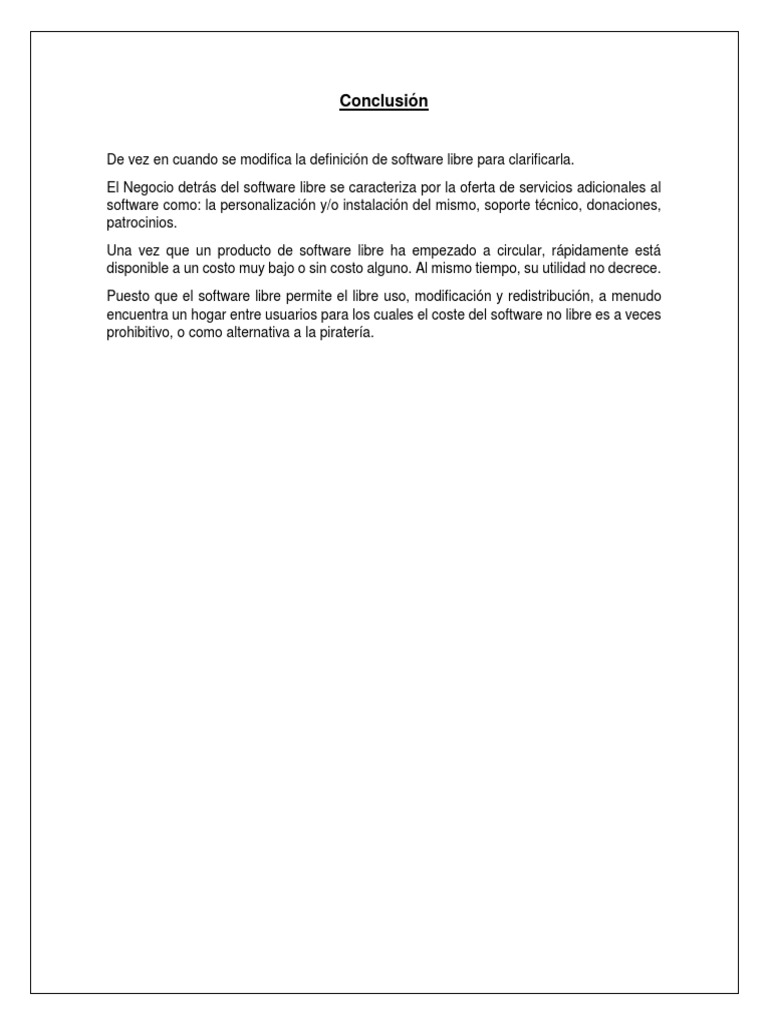 Conclusiòn Software Libre | PDF