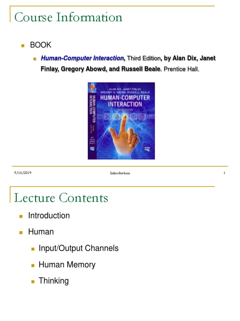 Course Information: Human-Computer Interaction | PDF | Visual Perception | Color