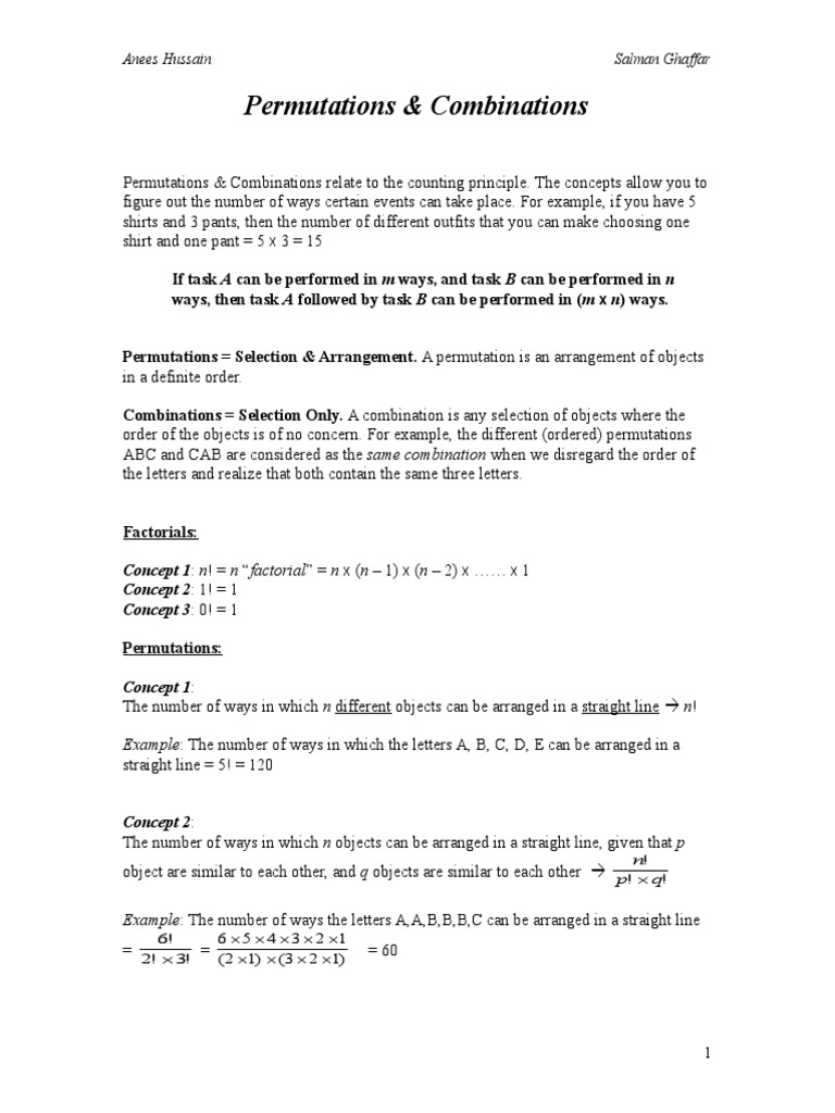 Understanding Permutations and Combinations | PDF | Discrete Mathematics | Mathematical Concepts