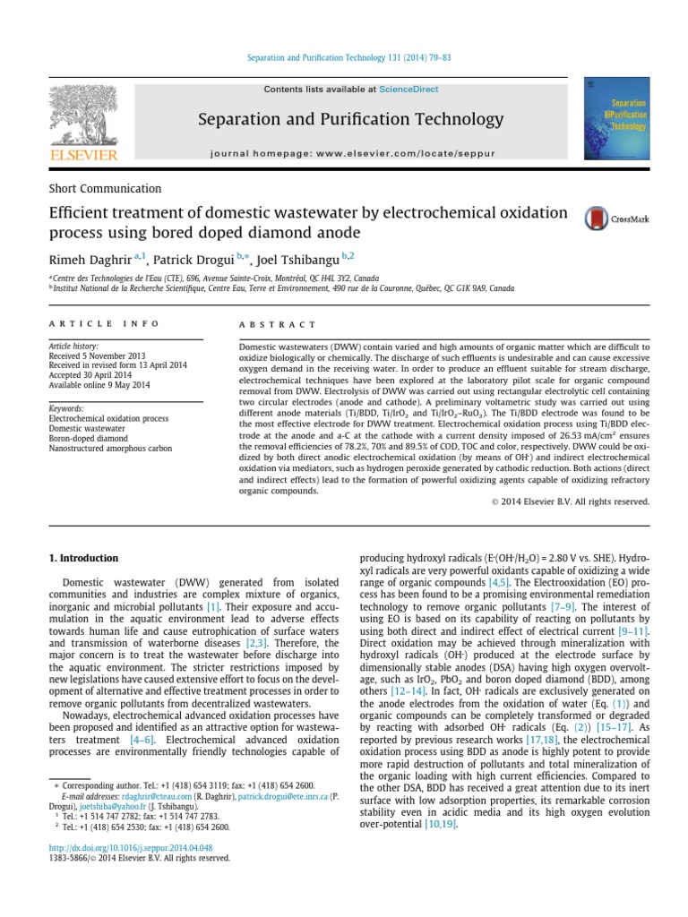 Separation and Purification Technology: Rimeh Daghrir, Patrick Drogui ...