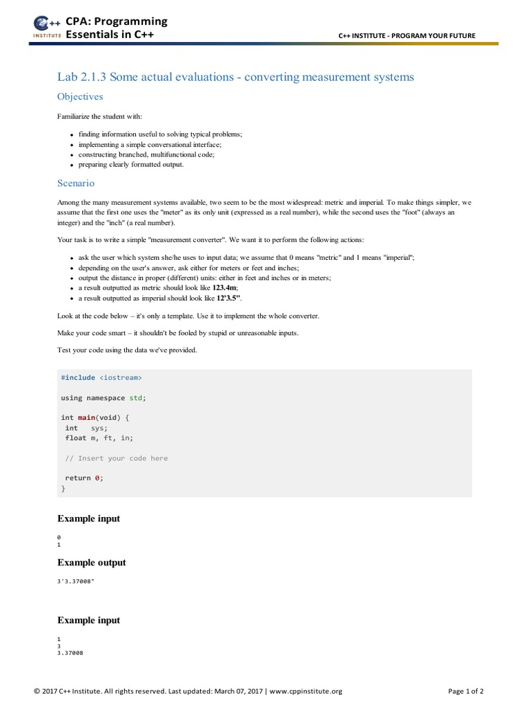 Cpa Lab 2 1 5 (3) - B | PDF | C++ | Foot (Unit)