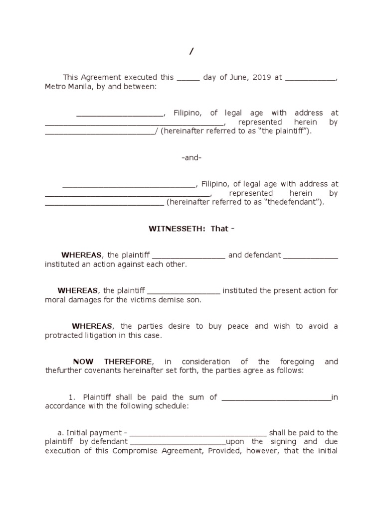 Compromise Agreement | PDF | Civil Law (Common Law) | Private Law