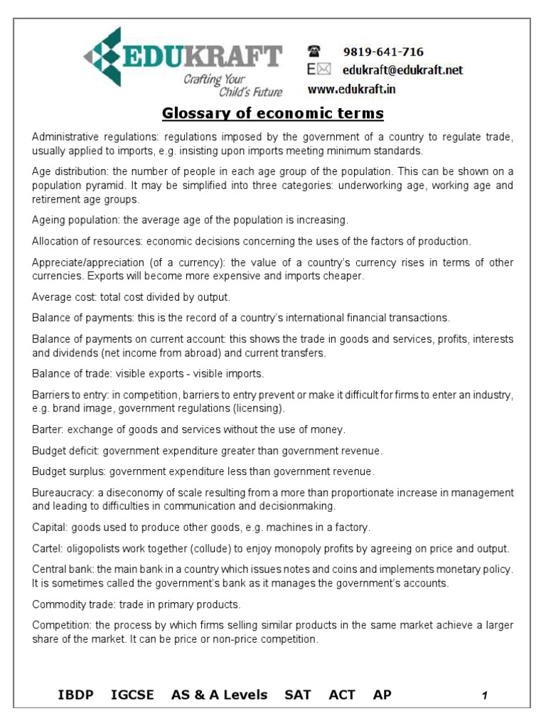 Glossary of Economic Terms PDF | PDF | Taxes | Inflation