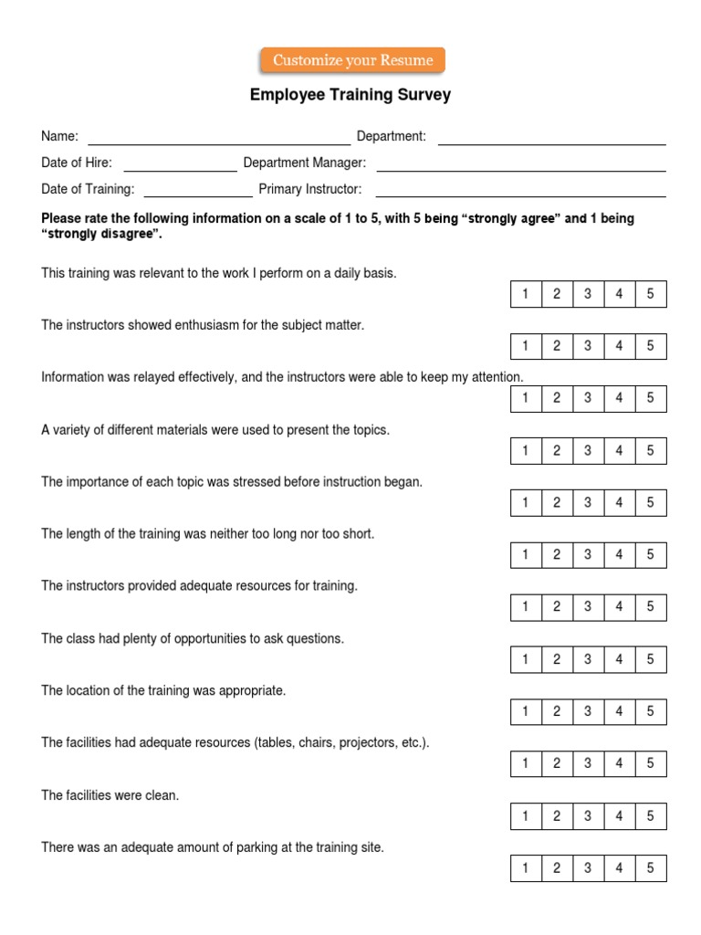 Employee Training Survey | Copyright | Behavior Modification