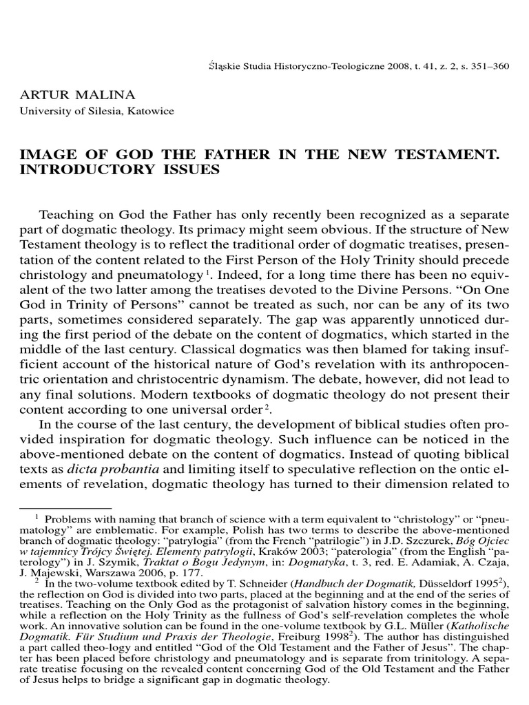 1 29 Image of God The Father in The New Testament. Introductory Issues ...