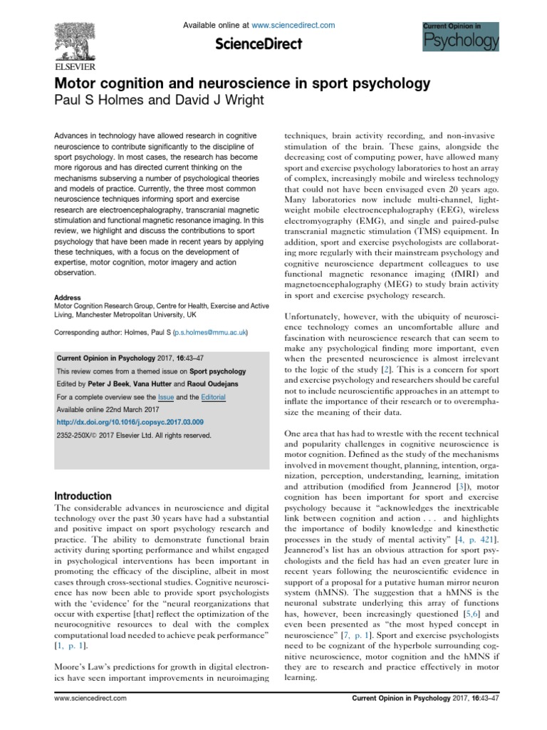 Motor Cognition | PDF | Electroencephalography | Functional Magnetic ...