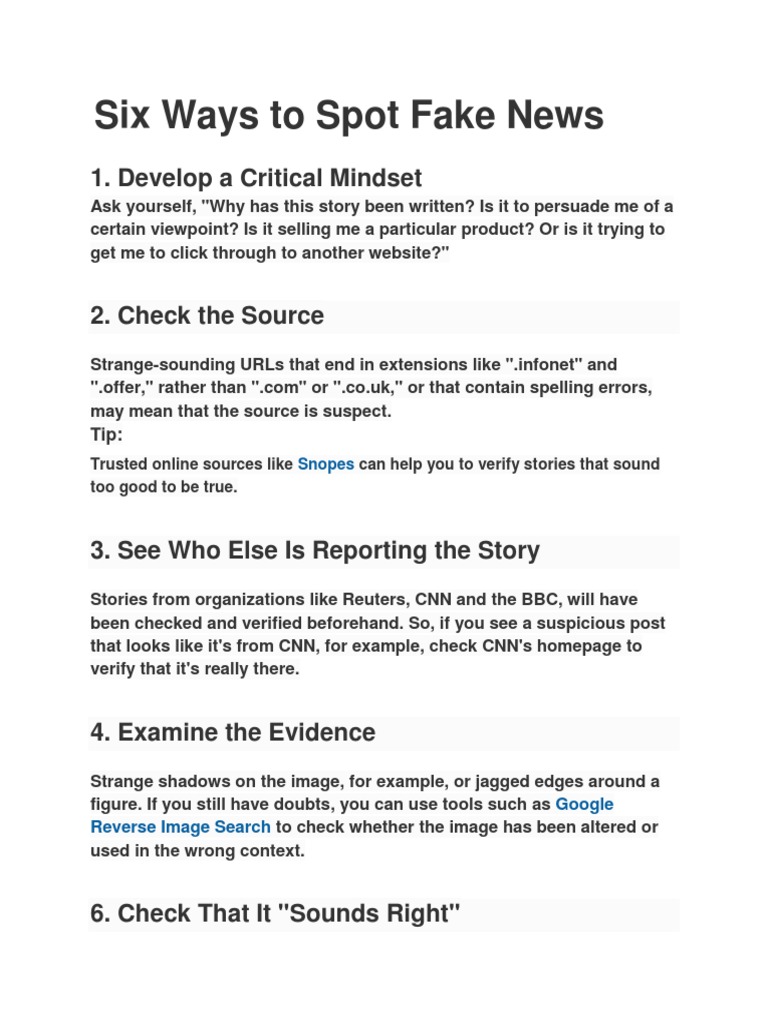 How to Identify Fake News Effectively | PDF | Career & Growth | Social ...
