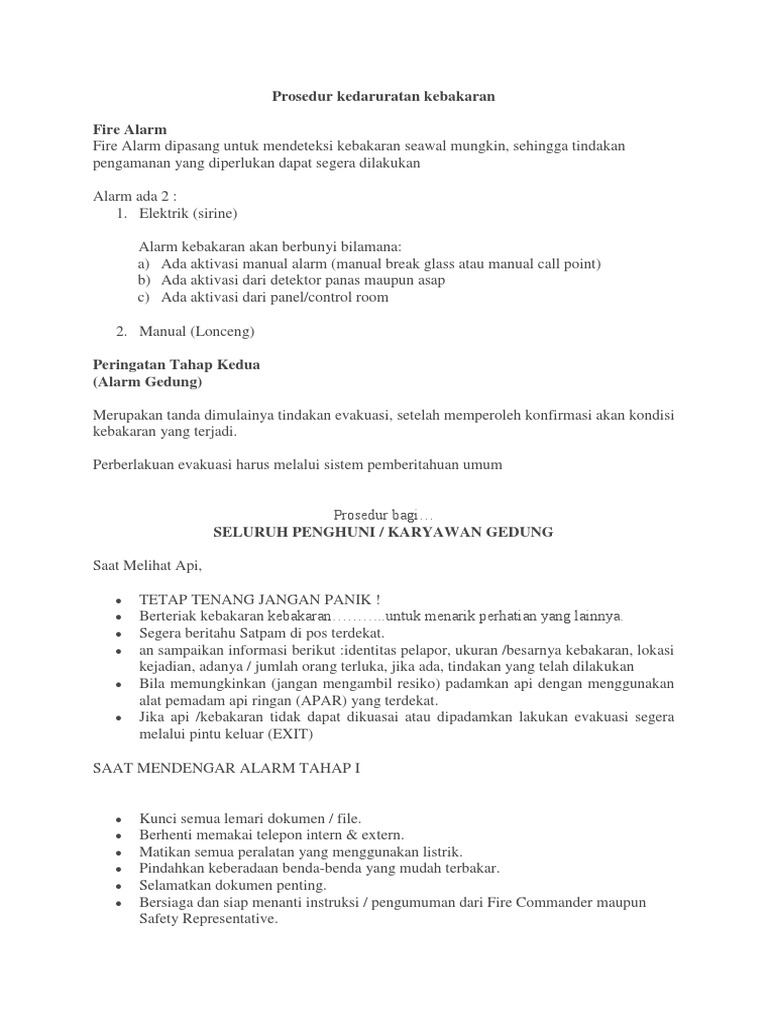 Rencana Prosedur Tanggap Darurat | PDF