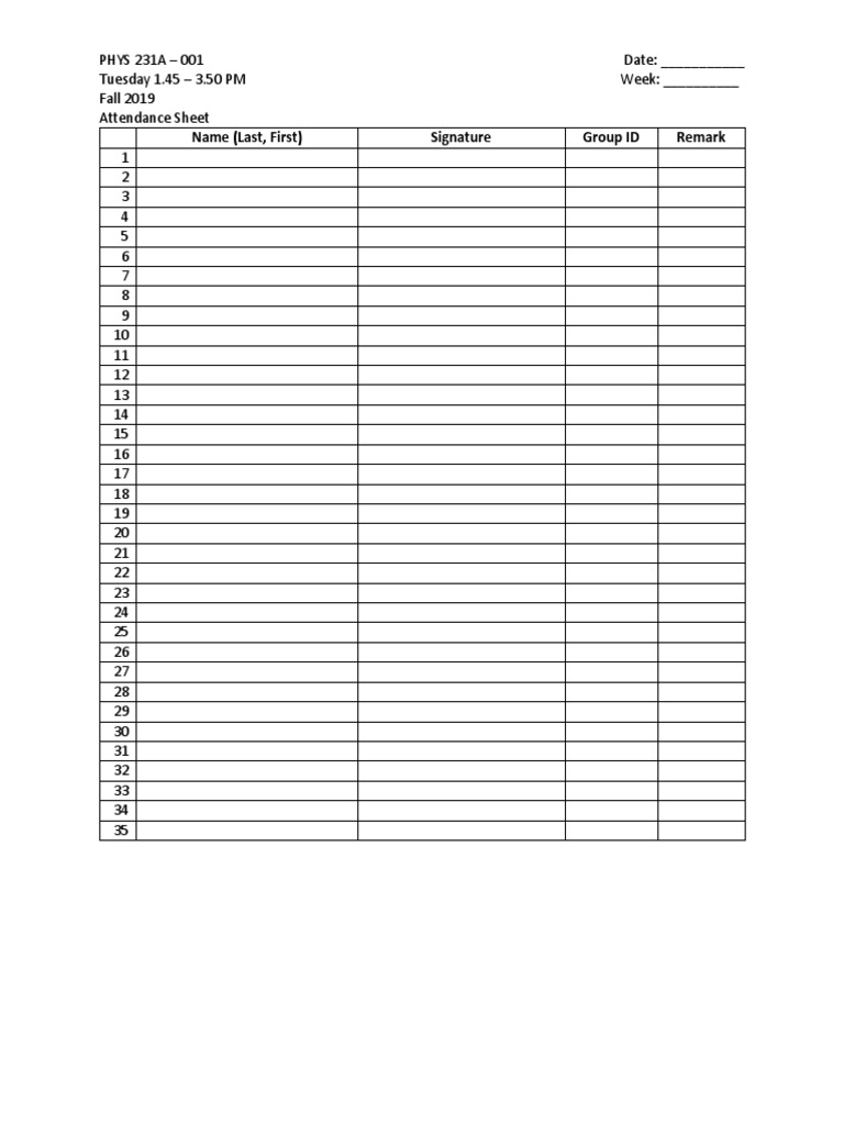 Attendance Sheet 001 | PDF