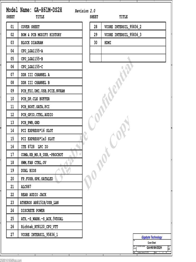 Gigabyte Ga h61m Ds2h r2.0 Schematic | PDF | Computer Hardware ...