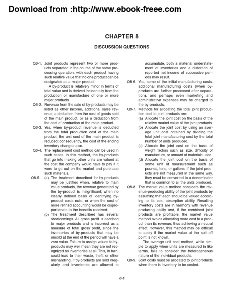 Chapter 8 Cost Accounting Solutions | PDF | Cost Of Goods Sold | Net Income