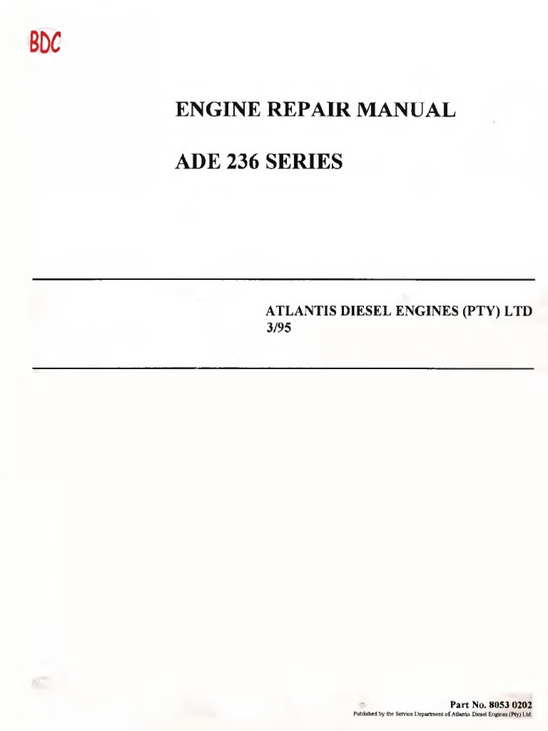 Ade 236 Workshop Manual v2 | PDF | Piston | Cylinder (Engine)