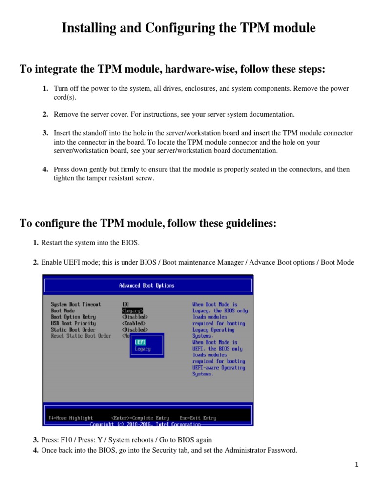 Configuring The TPM 2.0 | PDF | Booting | Bios