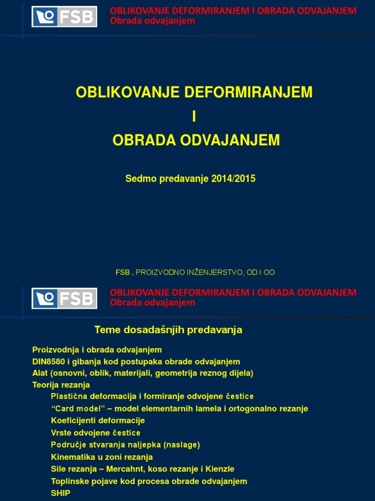 Postupci Obrade Piljenje Blanjanje I Busenje | PDF