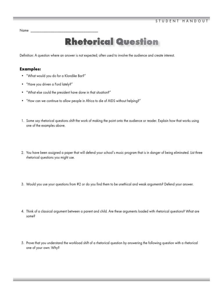 Rhetorical Question: Examples | PDF