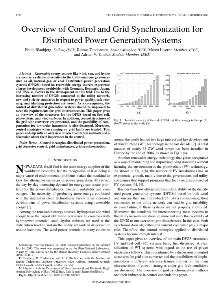 Overview of Control and Grid Synchronization For Distributed Power Generation Systems | PDF ...