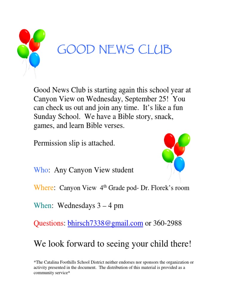Good News Club 2019 | PDF