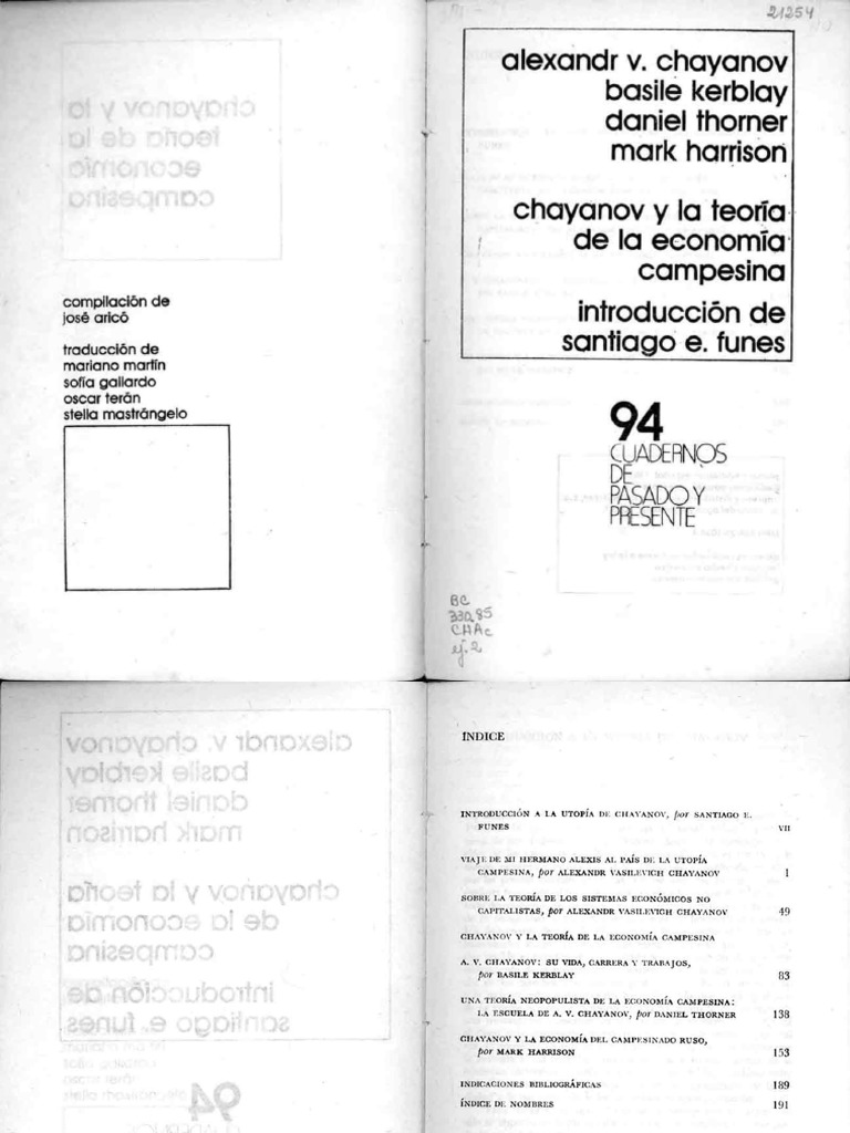 (Cuadernos de Pasado y Presente) Vladimir V. Chayanov, Basile Kerblay ...