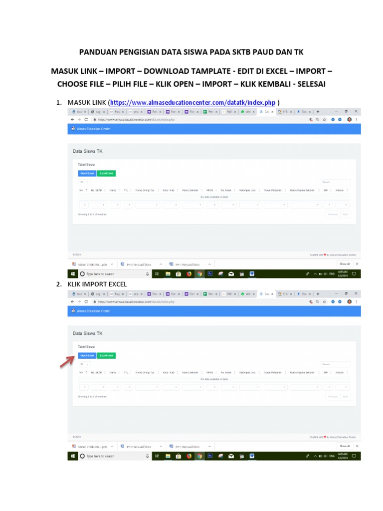 Panduan Pengisian Data Siswa Pada SKTB Paud Dan TK | PDF
