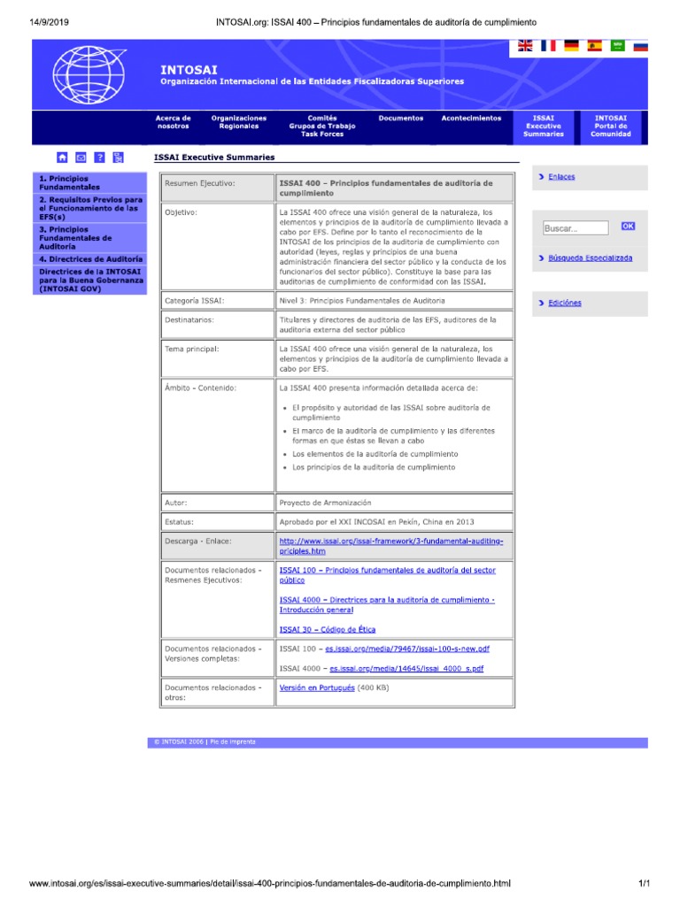 ISSAI 400 - Principios Fundamentales de Auditoría de Cumplimiento | PDF