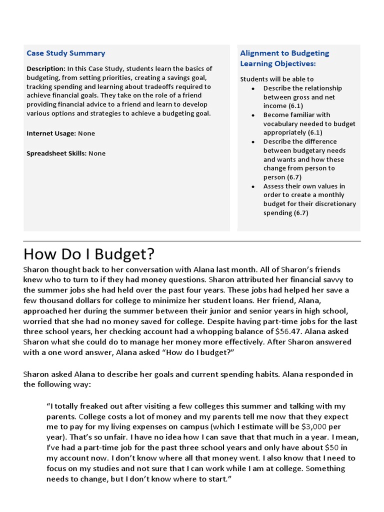 PFP | PDF | Goal | Budget