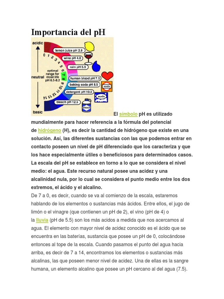 Importancia Del PH | PDF | Ph | Ácido