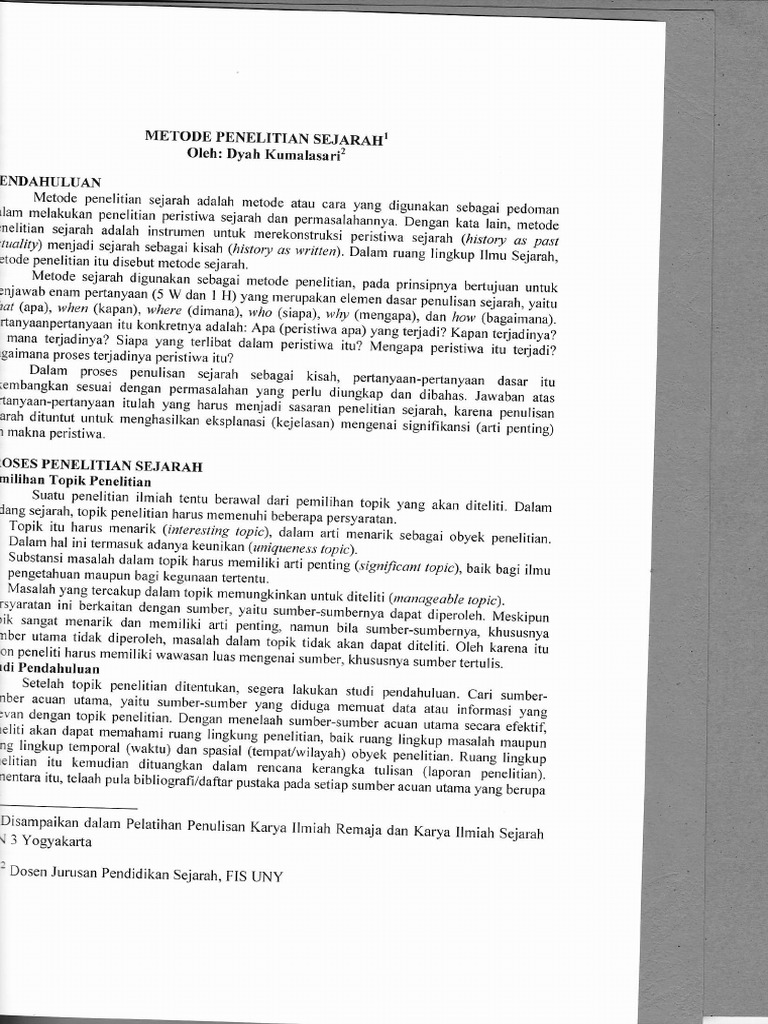 Metodologi Penelitian Sejarah | PDF
