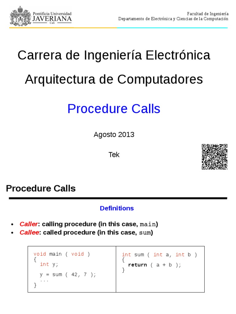 Procedure Calls | PDF | Parameter (Computer Programming) | Subroutine