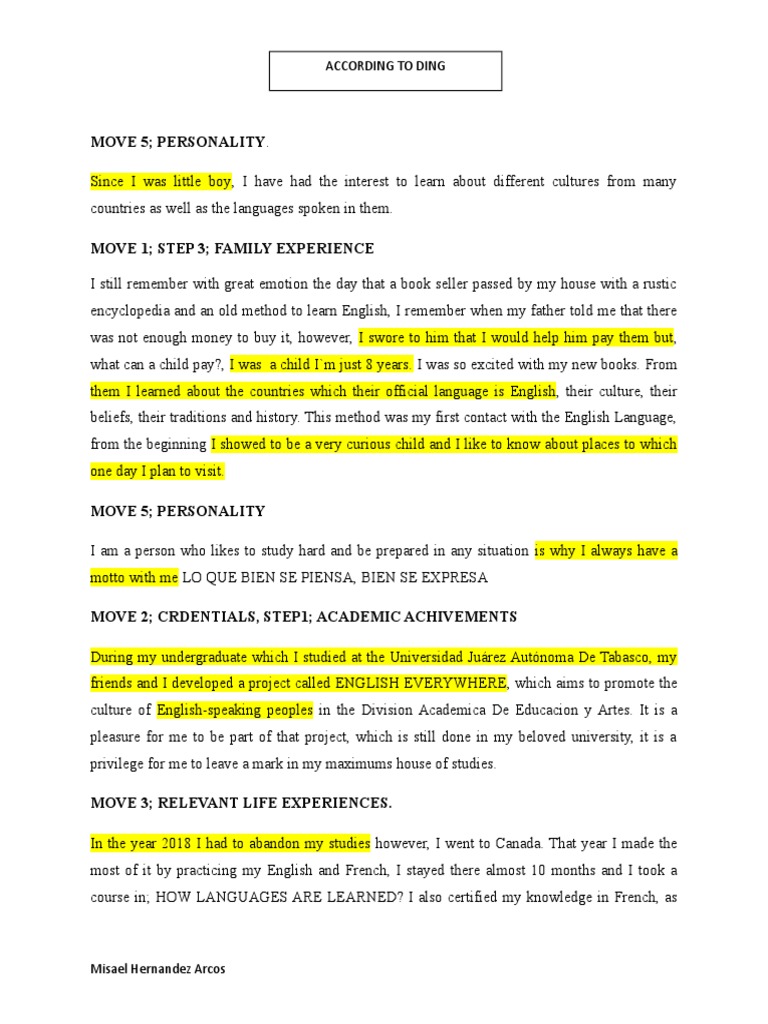 Hernàndez Personal Statement | PDF | Thesis | Behavior Modification