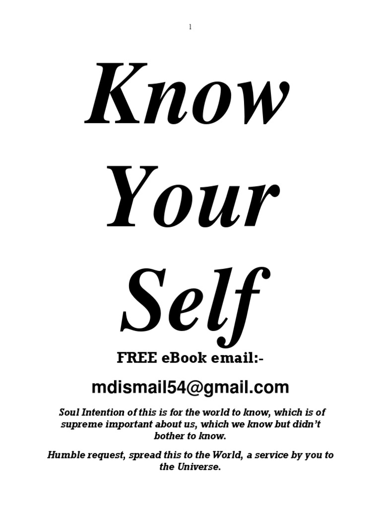 Know Yourself | PDF | Thought | Consciousness