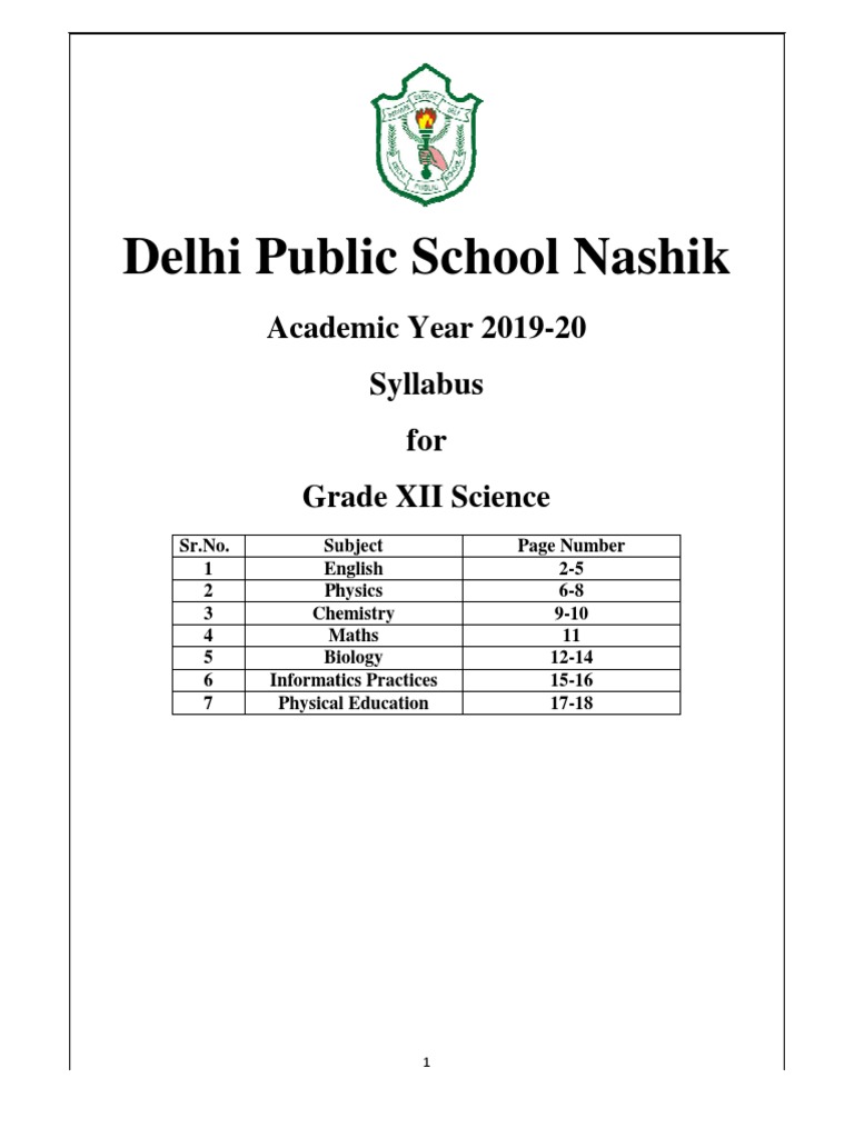 DPS Nashik Class 12 Science Syllabus | PDF | P–N Junction | Optics