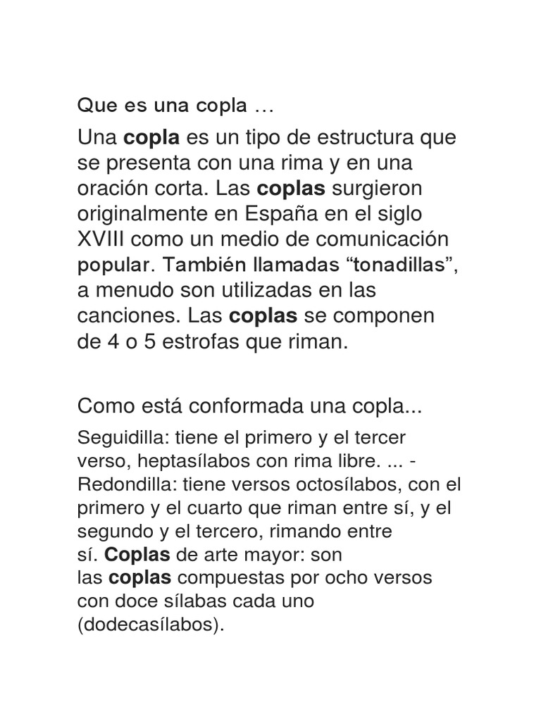 Que Es Una Copla | PDF