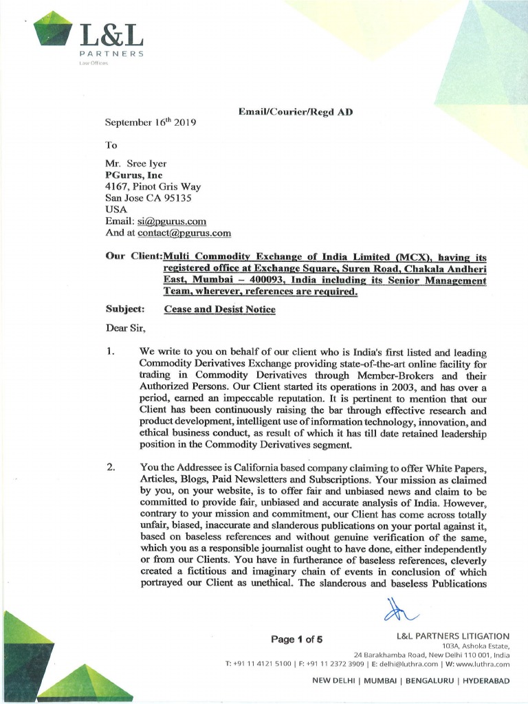 Cease and Desist Notice | PDF
