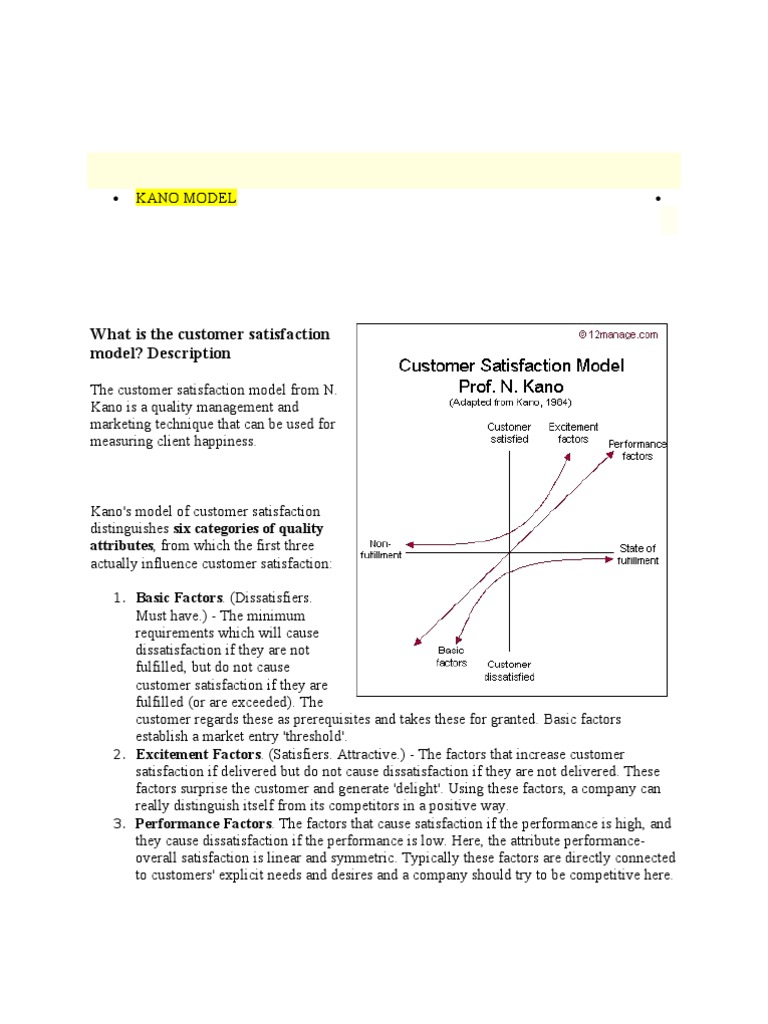 Kano Model | PDF | Customer Satisfaction | Market (Economics)