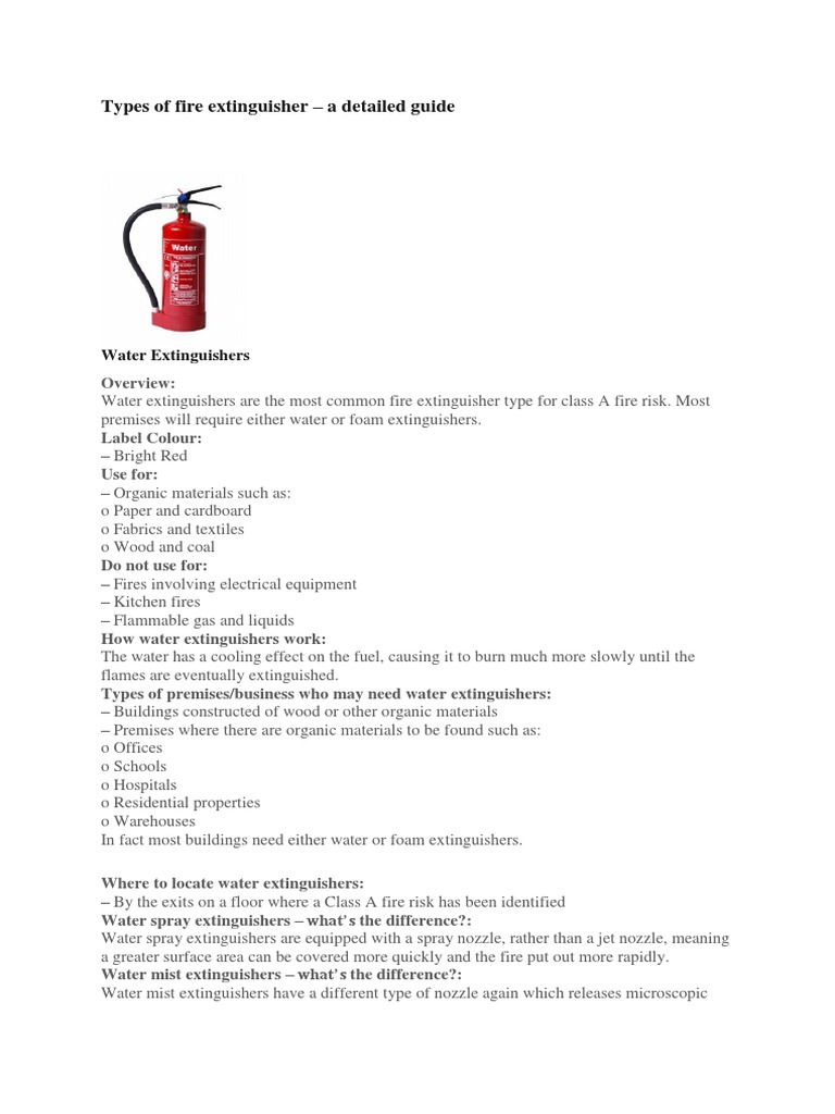 Types of Fire Extinguishers | PDF | Fires | Carbon Dioxide