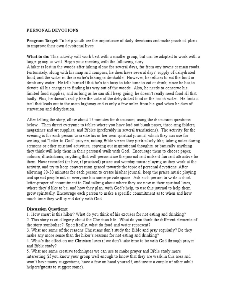 Personal Devotions | Download Free PDF | Bible Study (Christian) | Prayer