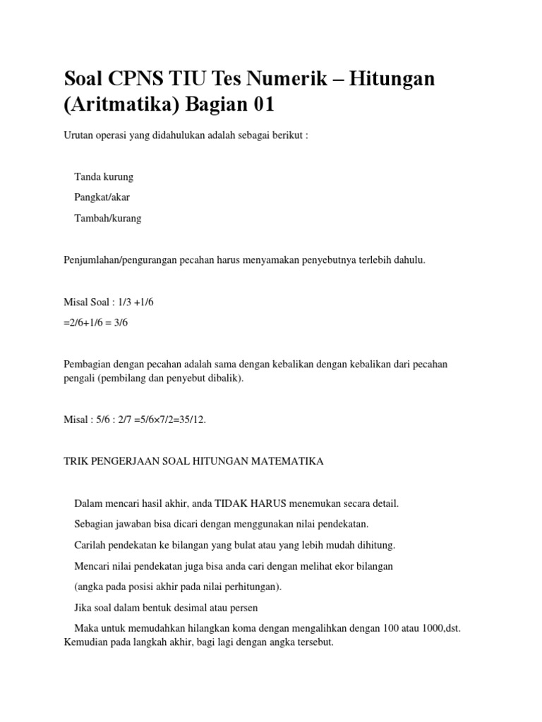 Contoh Soal TIU Numerik | PDF