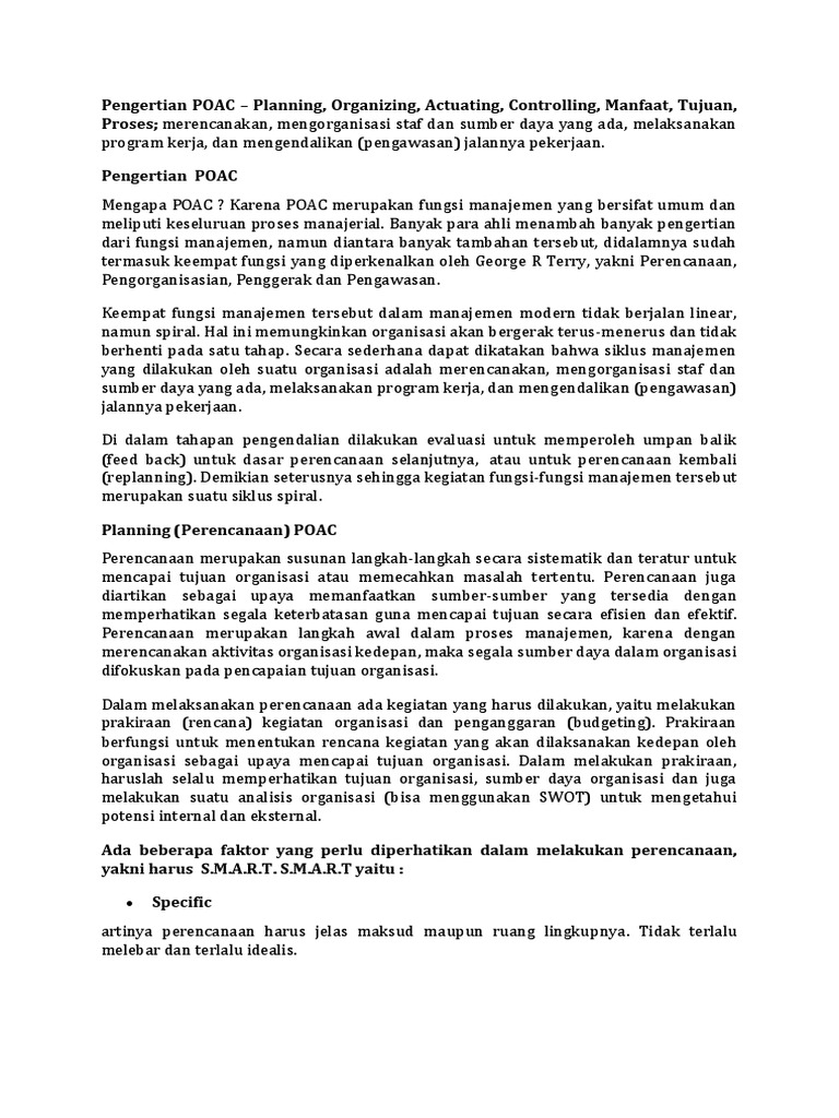 Pengertian POAC | PDF