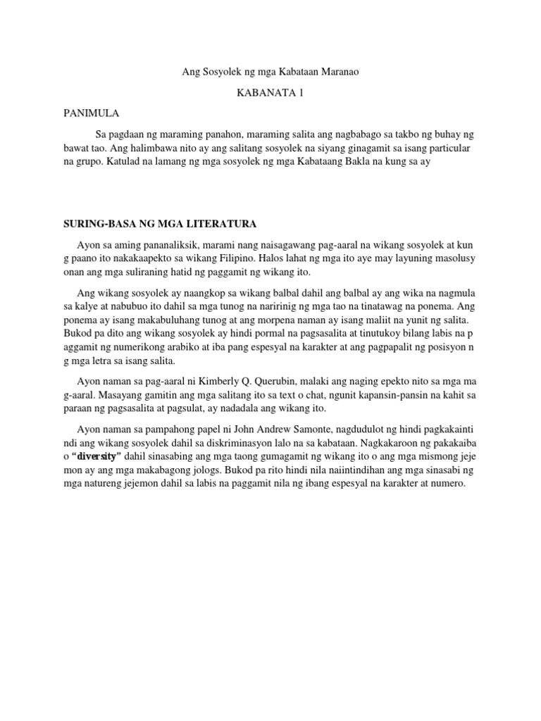 Ang Sosyolek NG Mga Kabataan Maranao | PDF