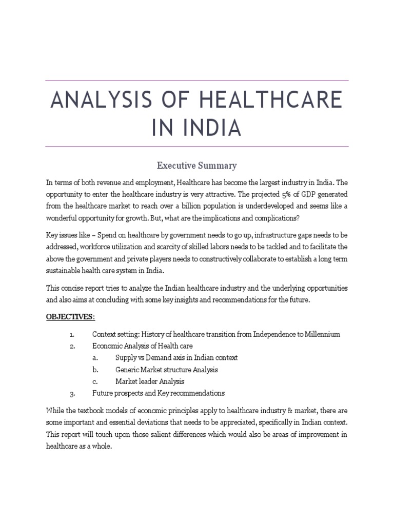 Analysis Of Healthcare In India Pdf Health Care Public Health