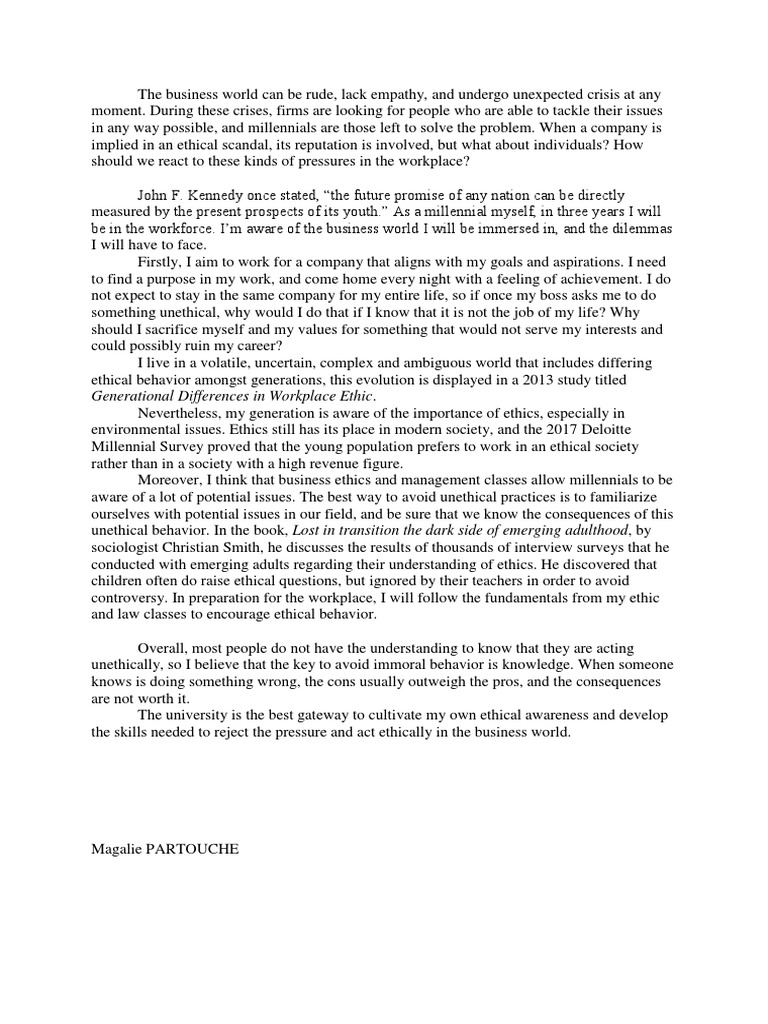 Generational Differences in Workplace Ethic | PDF | Millennials ...